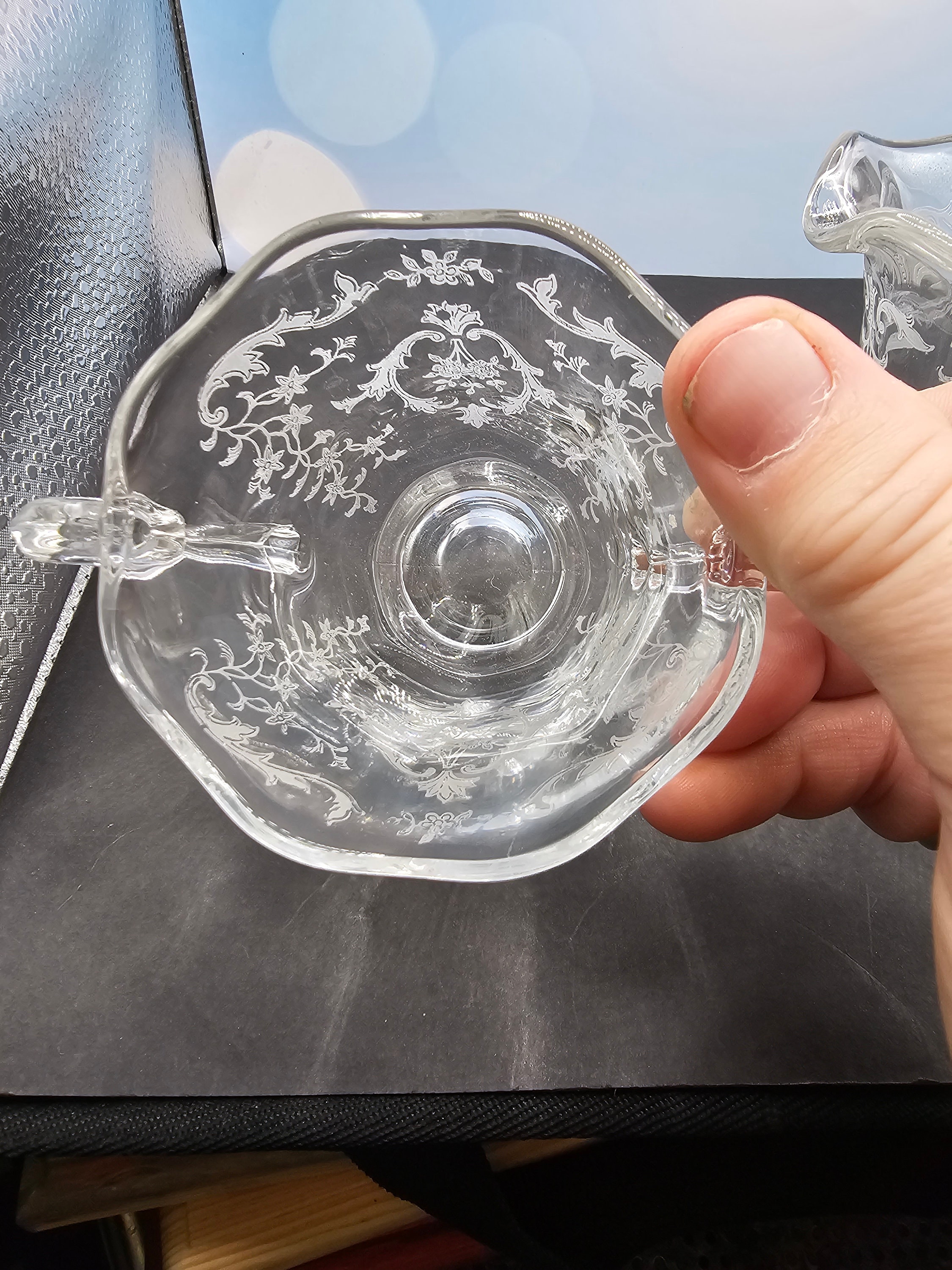 Vintage Fostoria Crystal Glass Romance Pattern Etched Cream and Sugar ...