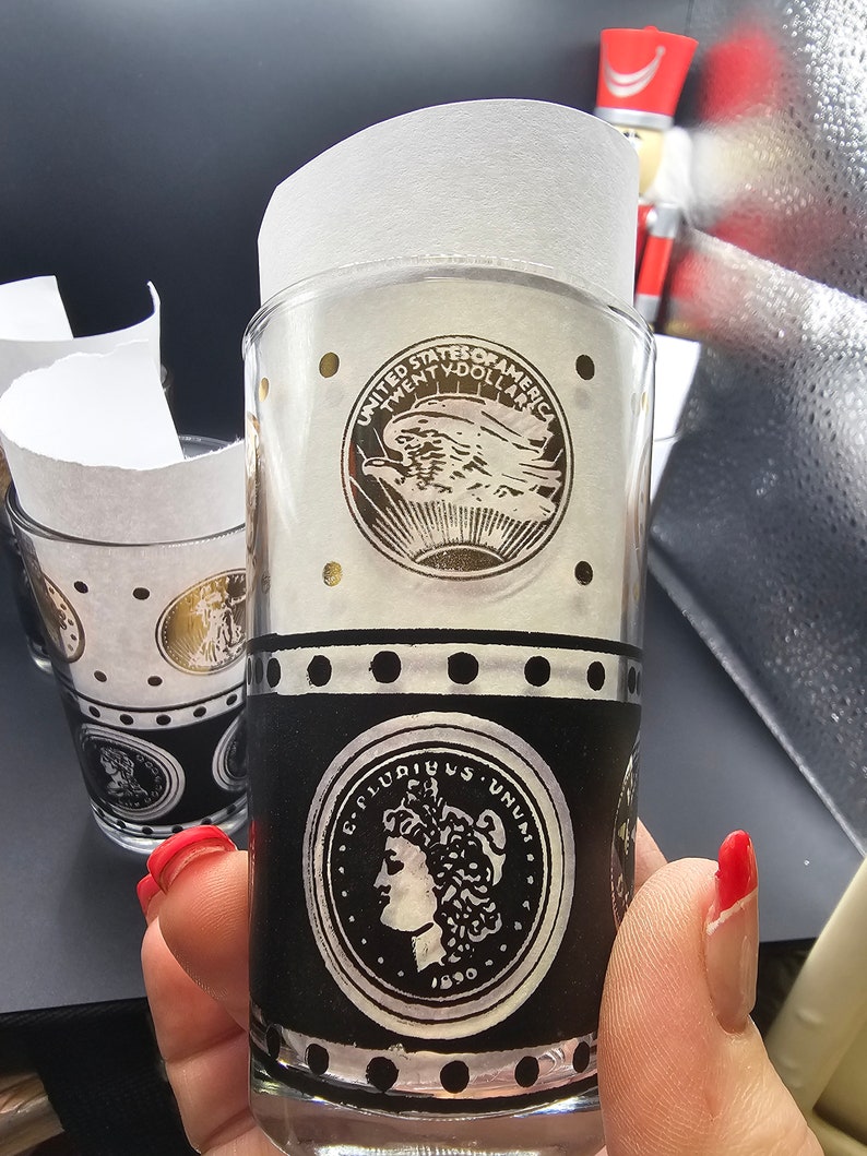 Set of 5 Hazel Atlas Coins of the World Black / Gold Juice - Etsy