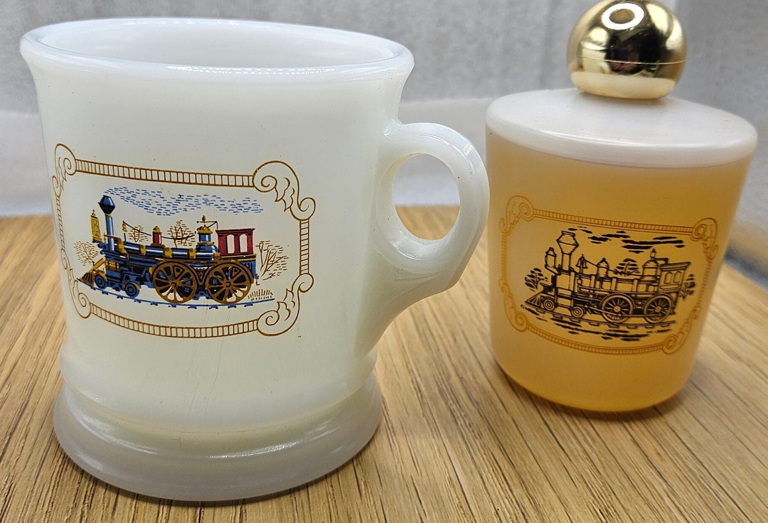 Avon Iron Horse Milk Glass Shaving Mug and Deep Woods Aftershave 1974 ...