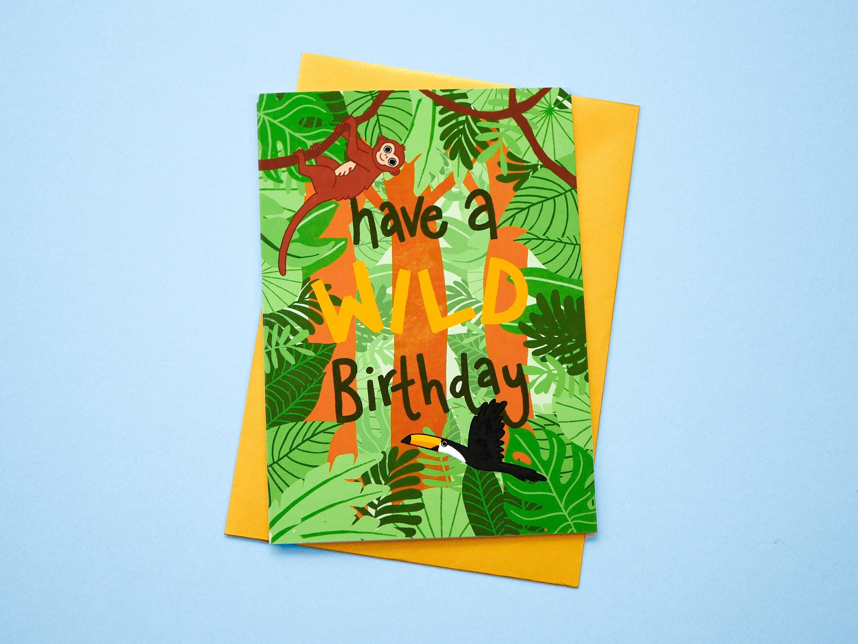 Wild Birthday Card | Jungle Children's Card | Monkey A6 Card - Etsy