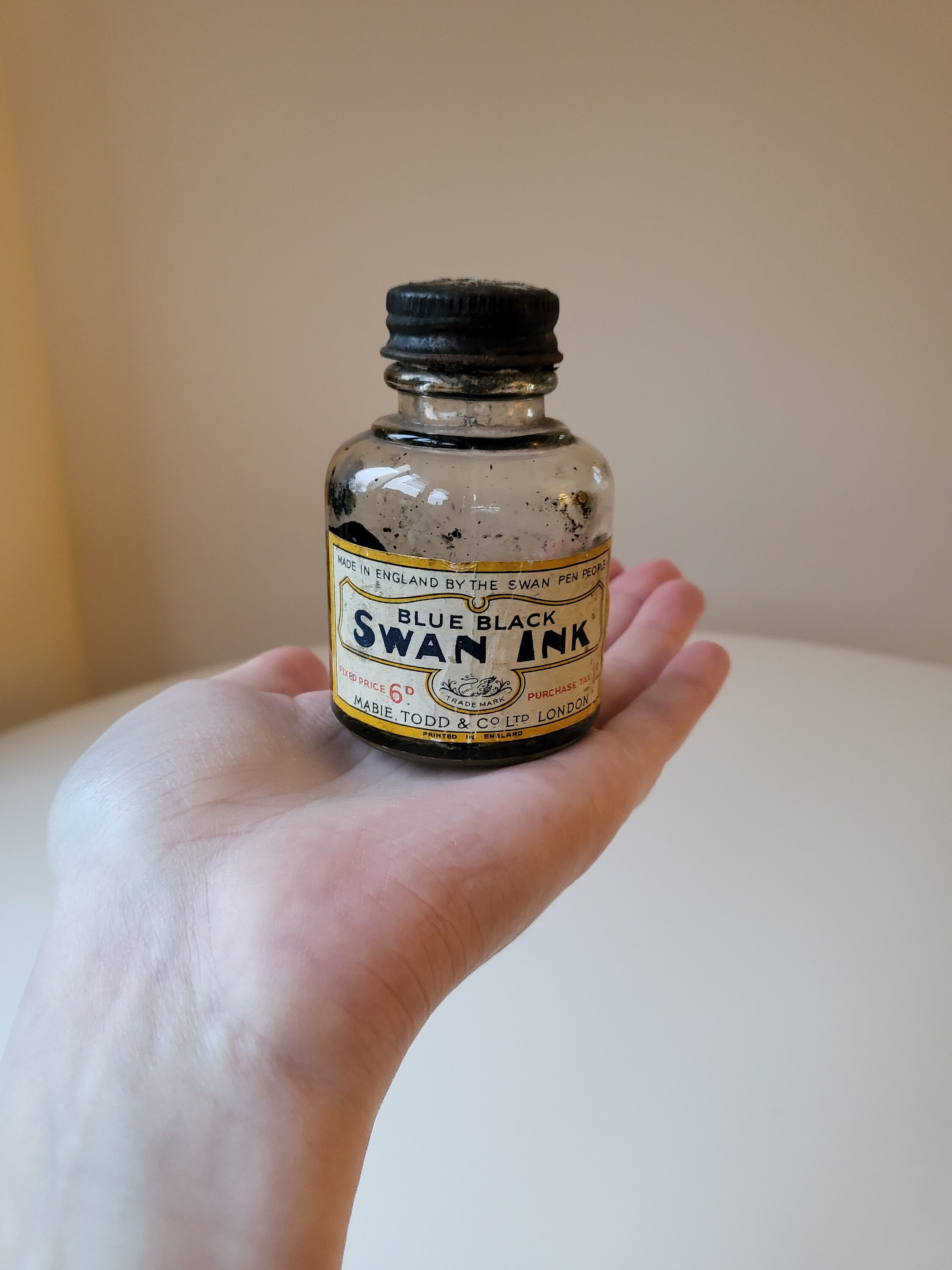 Vintage Swan Blue Black Ink Glass Inkwell With Metal Lid - Etsy