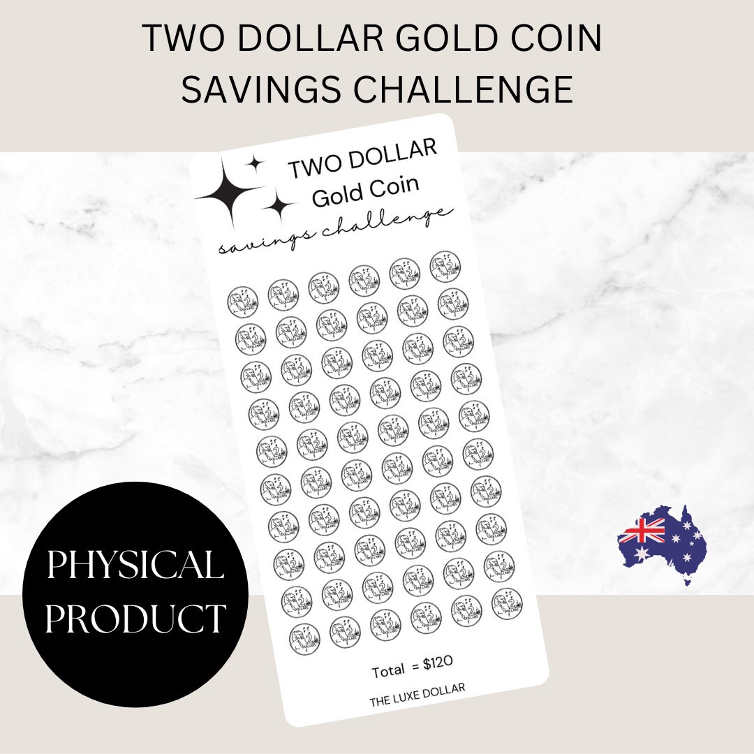 Two Dollar Gold Coin Savings Challenge A6 Savings Challenge Cash ...