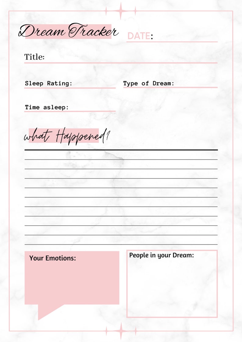 Printable Dream Tracker Template / Digital Dream Tracker / Digital ...