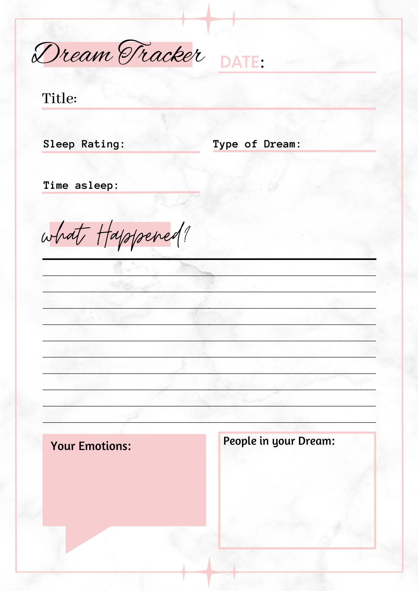 Printable Dream Tracker Template / Digital Dream Tracker / Digital ...