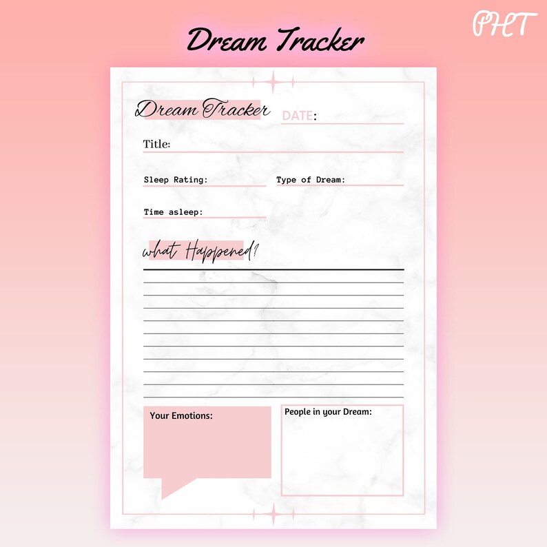 Printable Dream Tracker Template / Digital Dream Tracker / Digital ...
