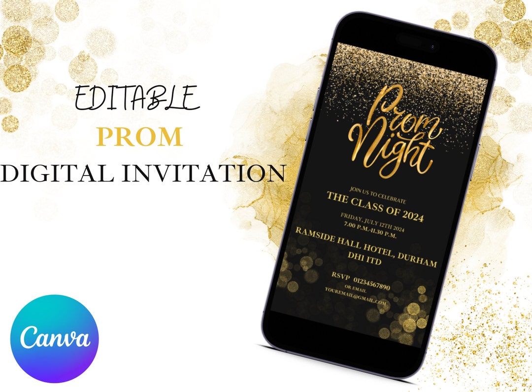 Digital Prom Invite, Prom Invitation, Digital Download, Editable Prom ...