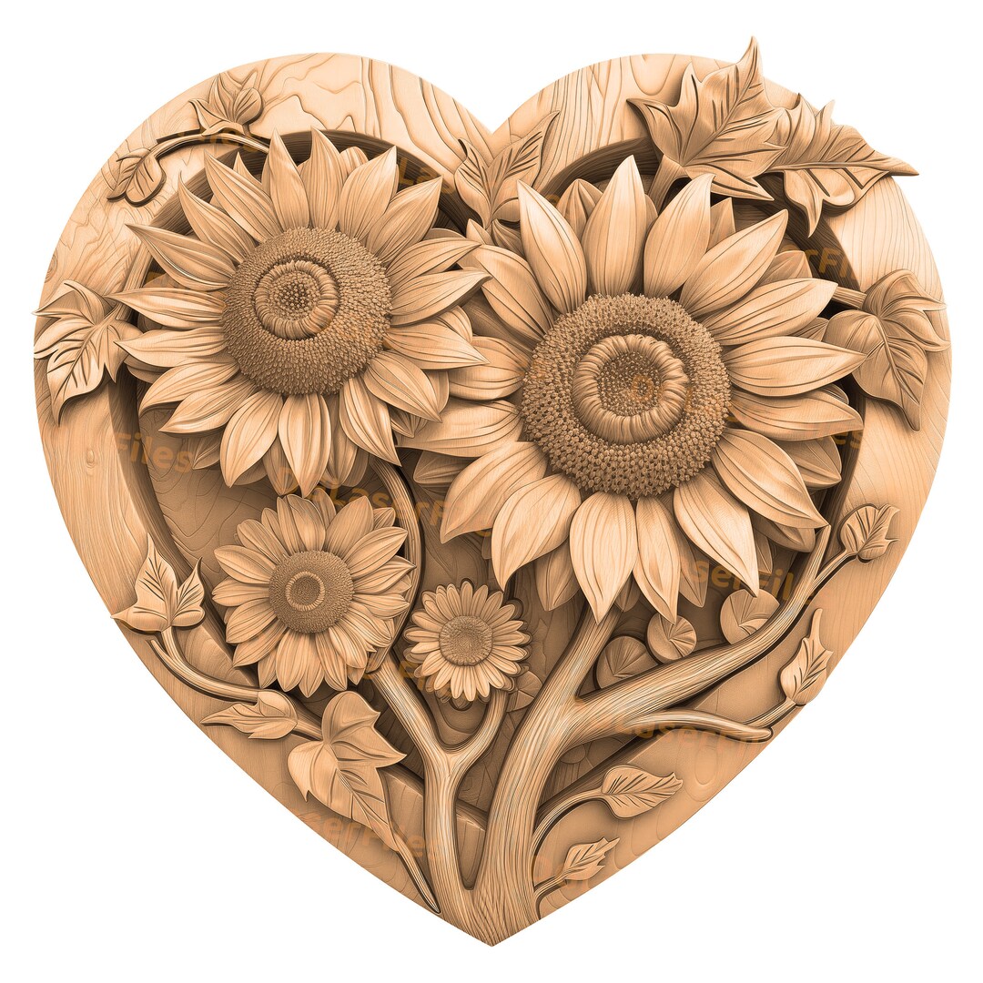 Sunflower | Heart | Wedding | Valentine’s Day | Laser Burn | Engrave ...