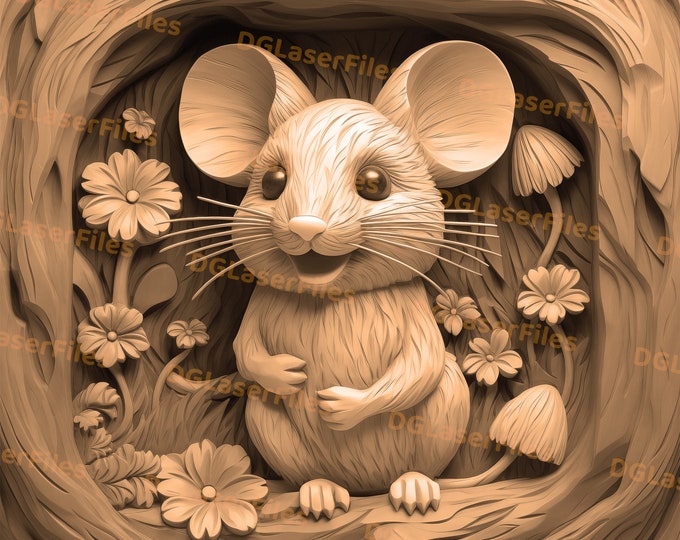3D Mouse Laser Engrave File: Wildlife PNG, Lightburn Ready (digital ...