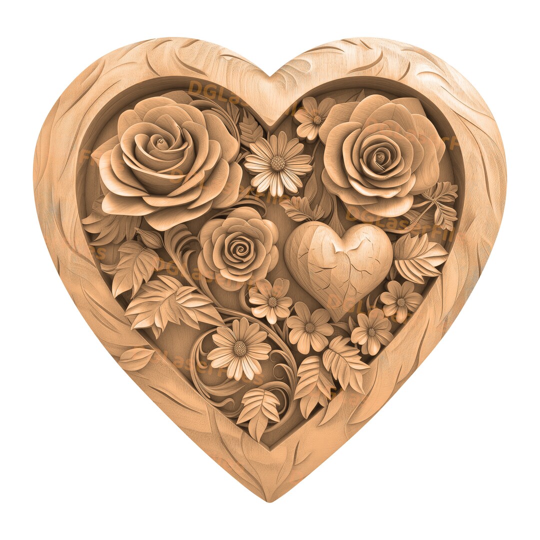 Roses | Flowers | Heart | Wedding | Valentine’s Day | Laser Burn ...