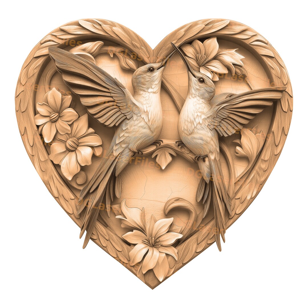 Hummingbirds | Love | Heart | Wedding | Valentine’s Day | Laser Burn ...