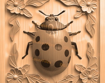 Ladybug on Leaf Laser Engrave Image | Laser Burn PNG File | 3D Laser ...