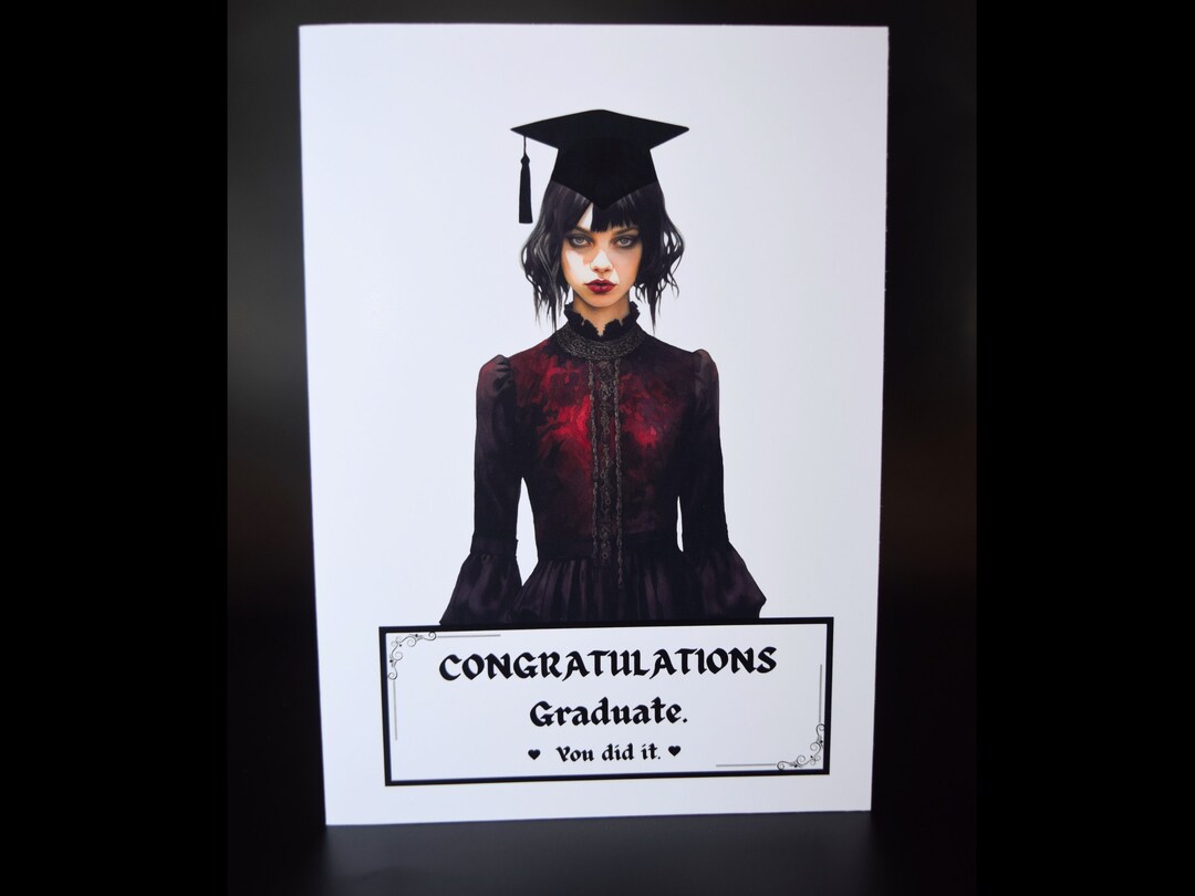 Graduation Goth Girl Card | Dark Gothic Congratulations Card | School ...