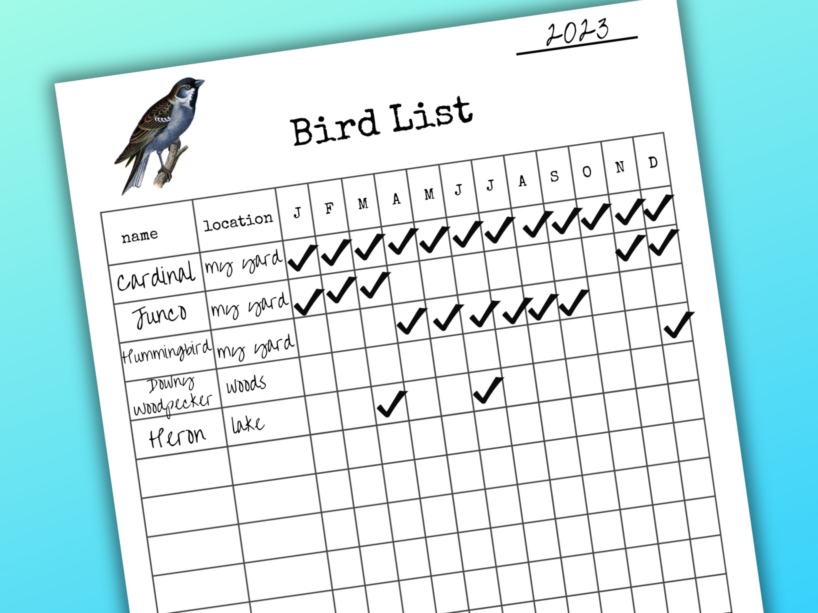 Printable Bird List Tracker | Bird Log Journal | Charlotte Mason Nature ...