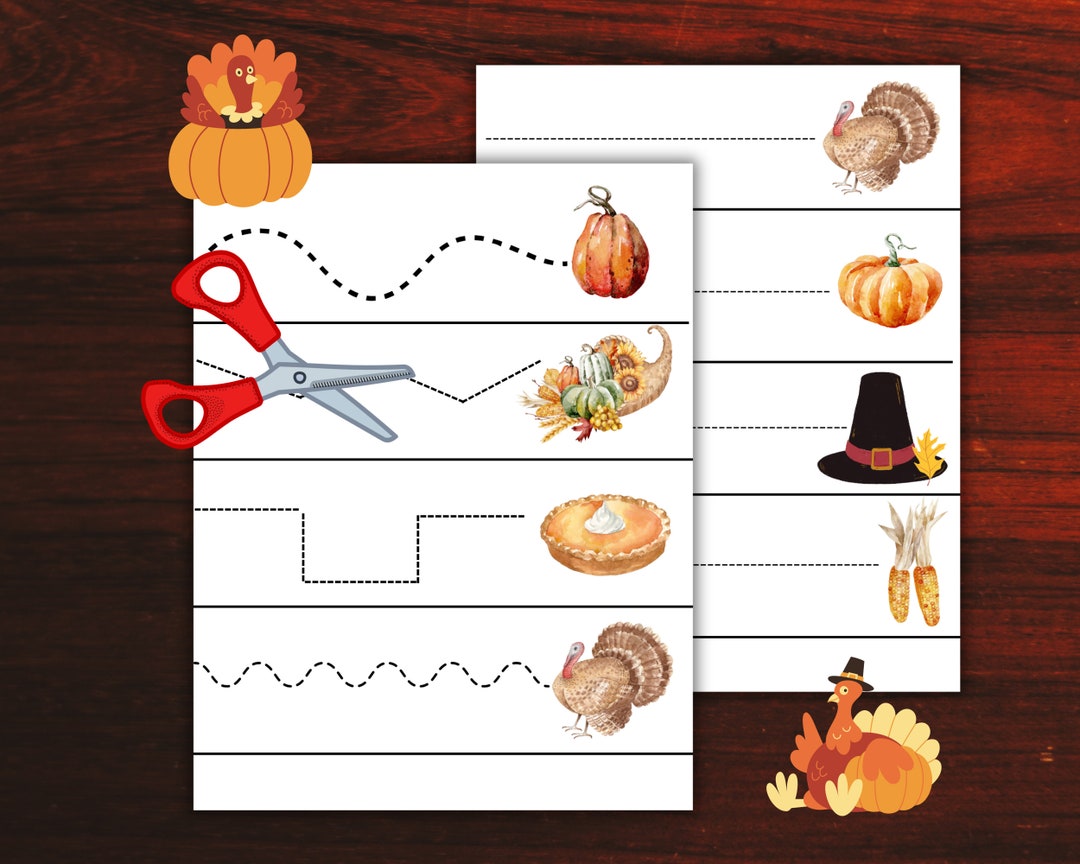 Thanksgiving Cutting Practice | Scissor Cutting Strips | Montessori ...