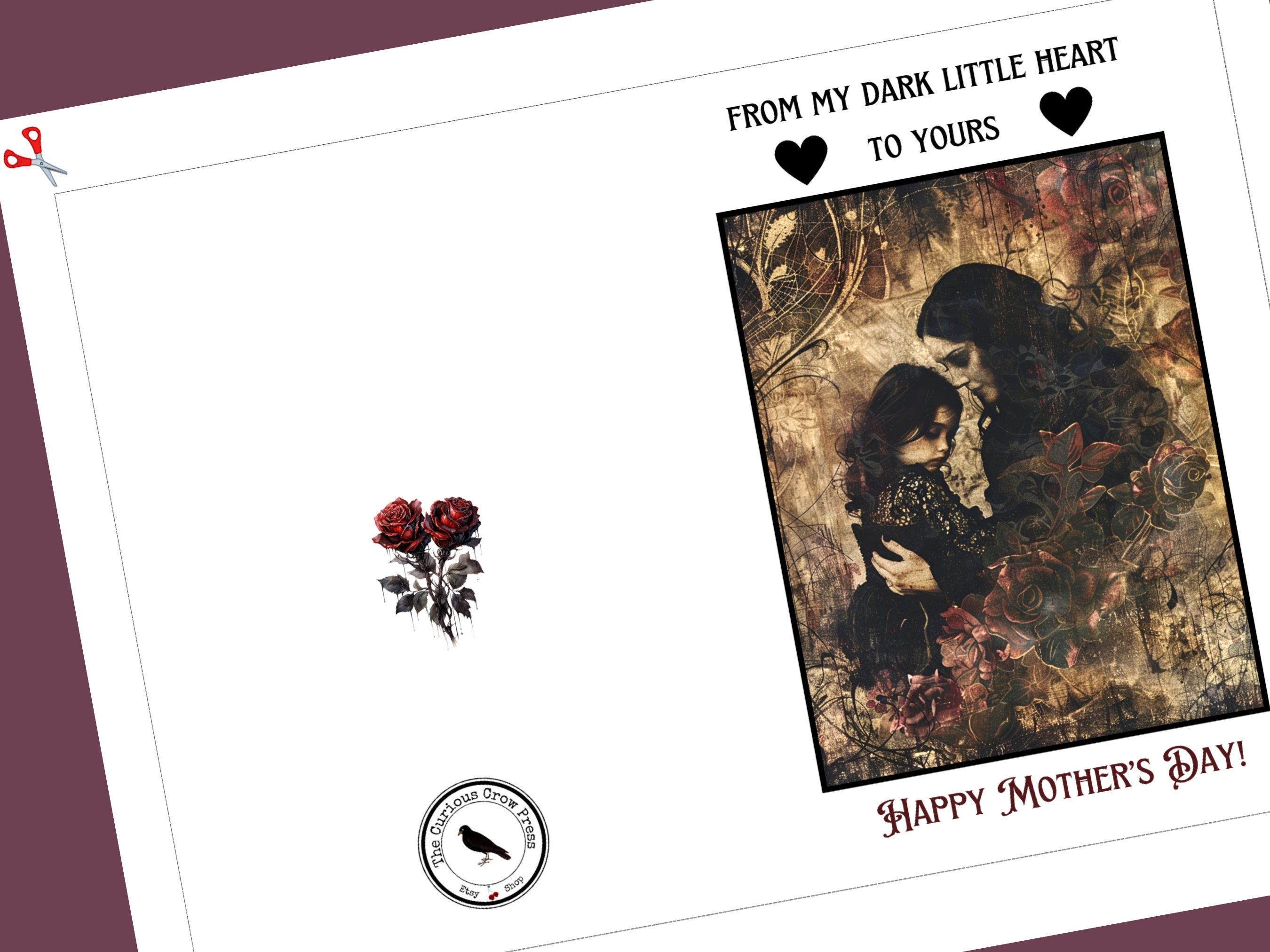 Goth Mothers Day Card Printable Gothic Mothers Day Card Happy Spooky ...