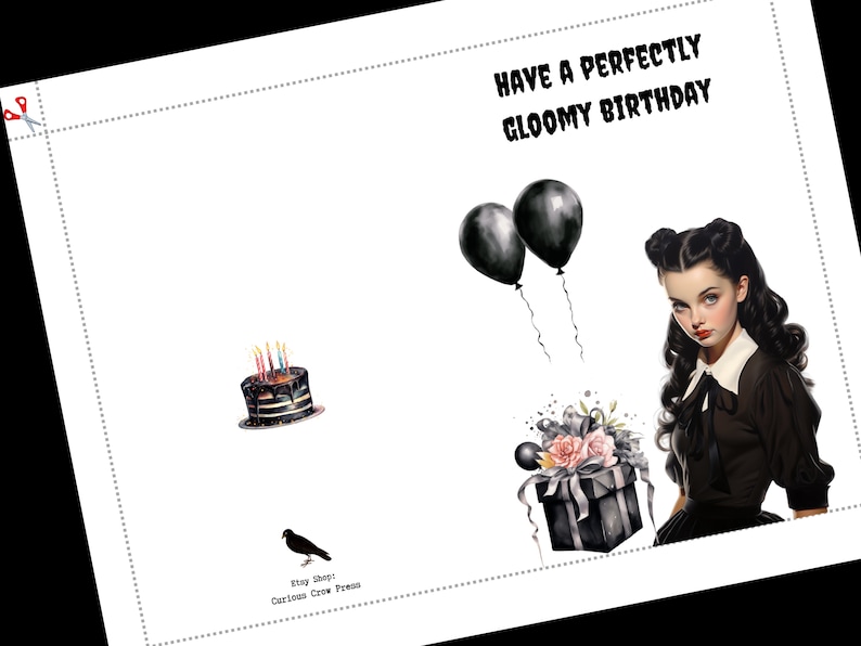 Printable Goth Girl Birthday Card | Gothic Happy Birthday Card | 5x7 ...