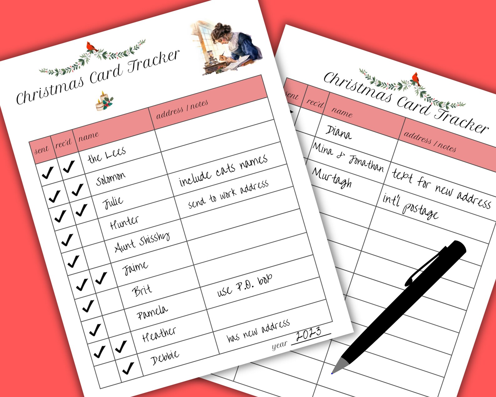 Christmas Card List | Holiday Card List | Greeting Card Tracker | Cards ...