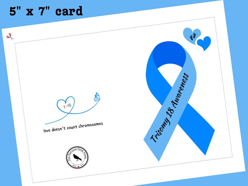 Trisomy 18 Awareness Card Printable 3x5 and 5x7 | March 18 Trisomy ...