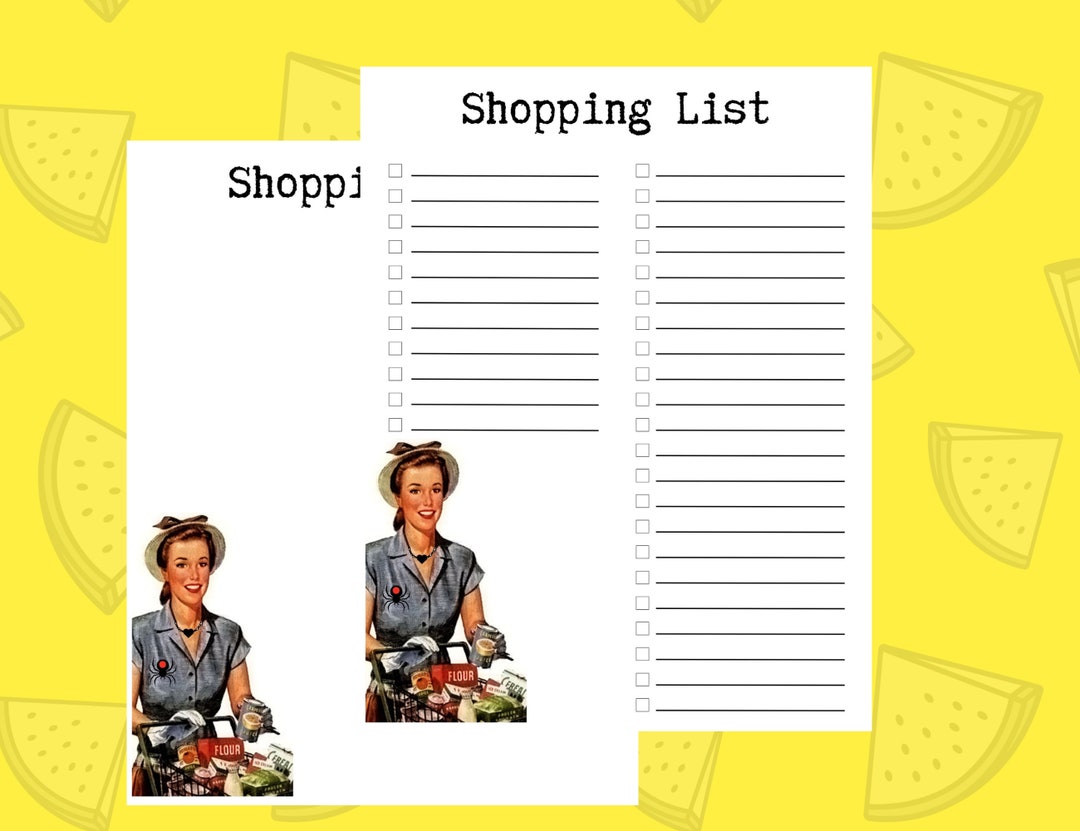 Printable Shopping List Printable Grocery List Vintage Printable ...