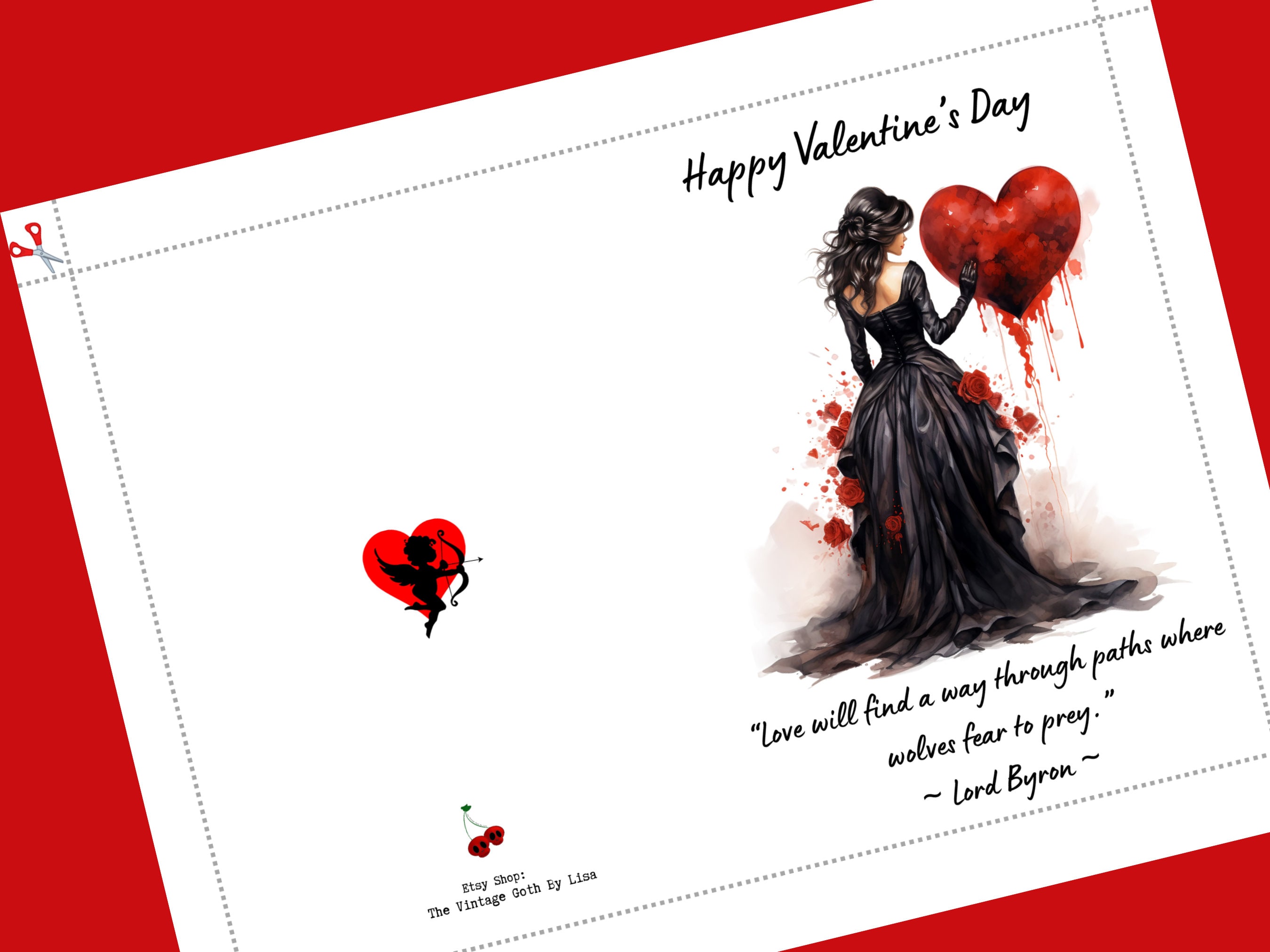 Goth Woman Valentines Day Printable Card Lord Byron Quote Gothic Dark ...