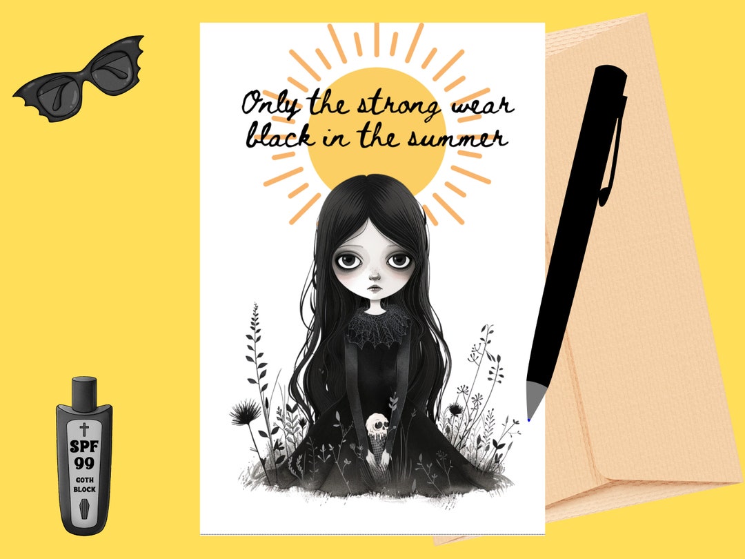 Goth Girl Summer Printable Greeting Card Gothic Summer Card Goth ...