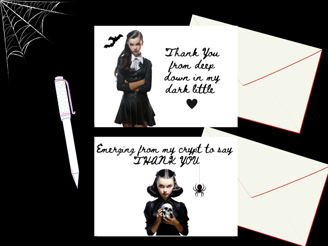 Gothic Printable Thank You Cards | Goth Girl Dark Thank You Cards ...
