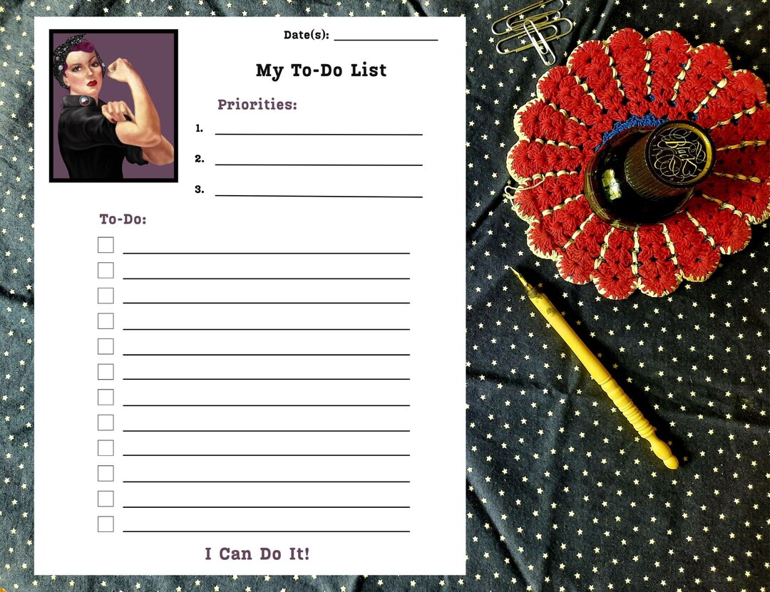 To-do List Goth Rosie the Riveter to Do List Printable - Etsy