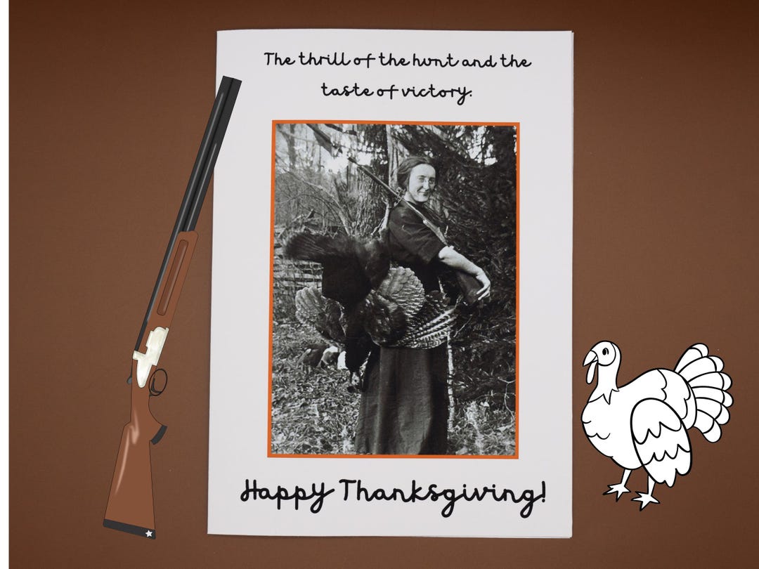 Thanksgiving Turkey Hunter Card | Thanksgiving Dinner Unique Card ...