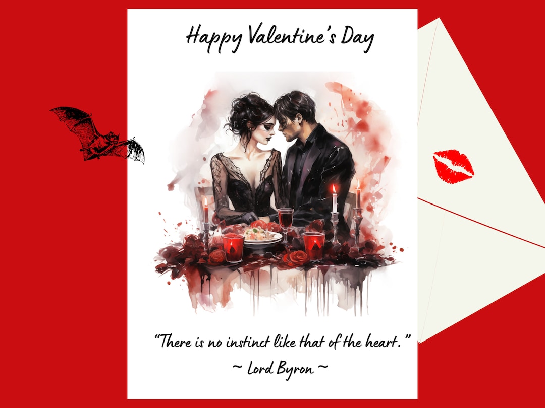 Goth Couple Valentines Day Printable Card | Lord Byron Quote | Gothic ...