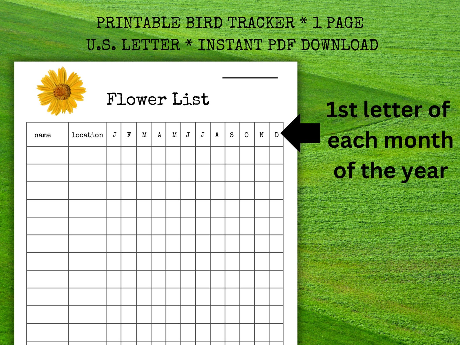 Printable Flower List Tracker | Flower Log Journal | Charlotte Mason ...