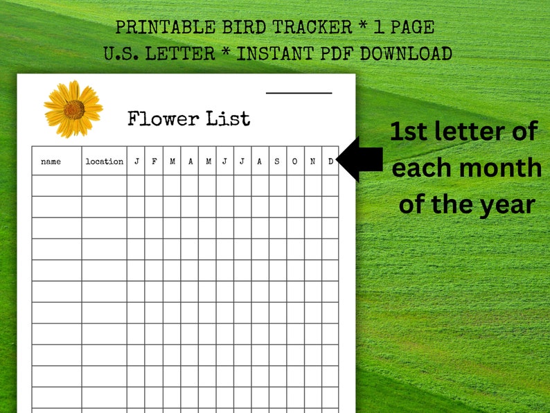 Printable Flower List Tracker | Flower Log Journal | Charlotte Mason ...