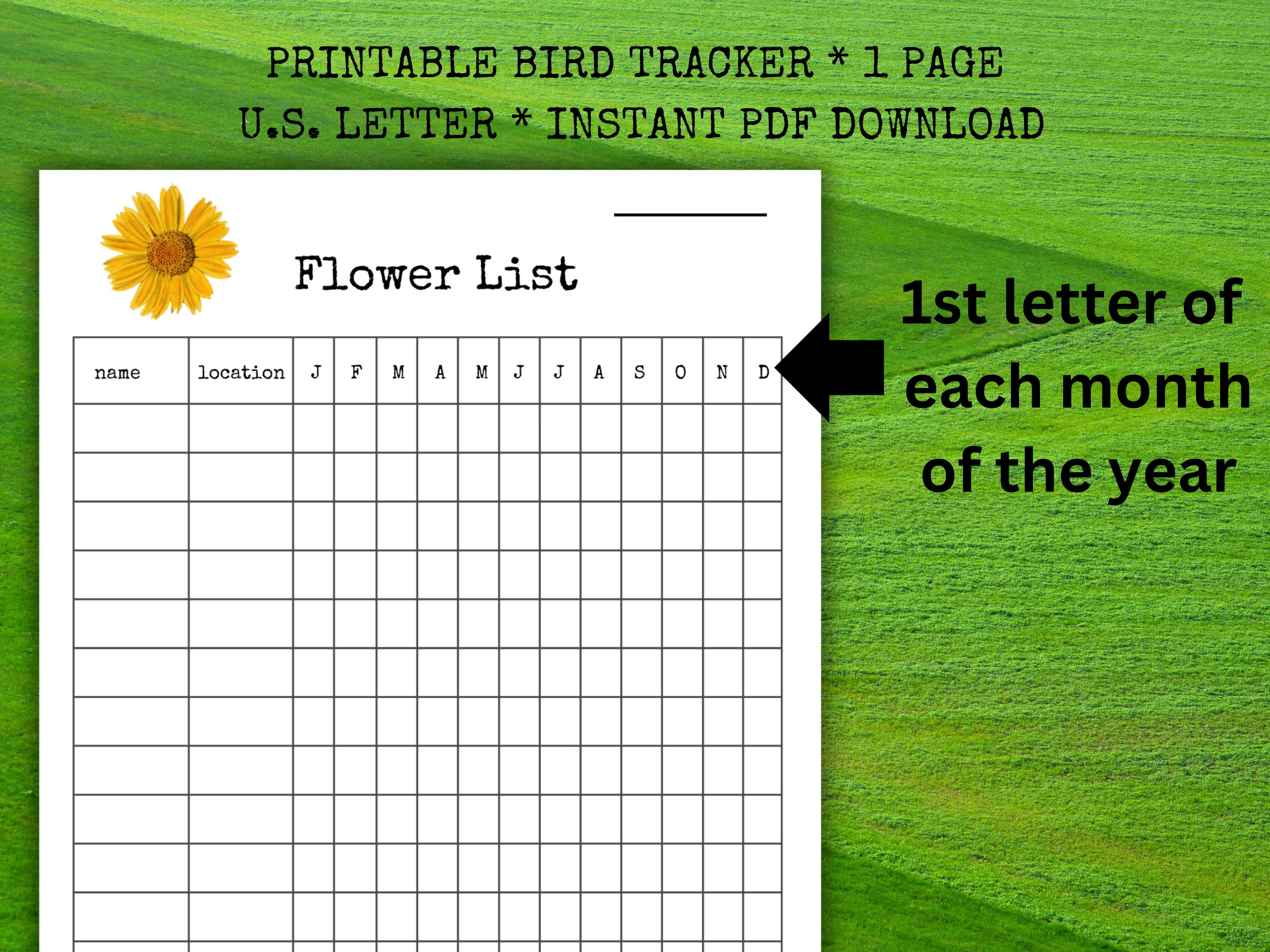 Printable Flower List Tracker | Flower Log Journal | Charlotte Mason ...