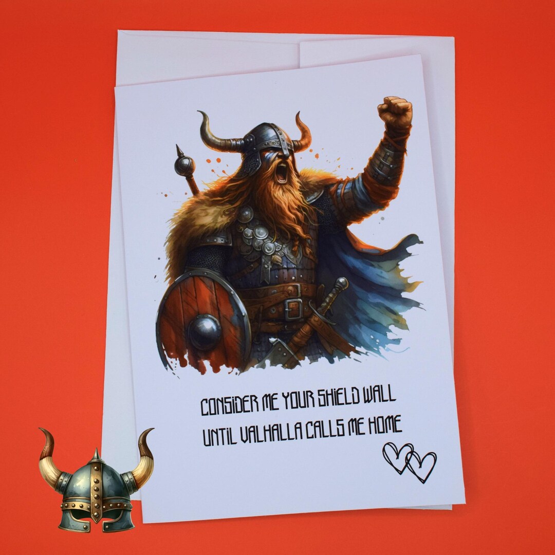 Viking Warrior Valentines Day Unique Card | Cool Shield Wall Valhalla ...