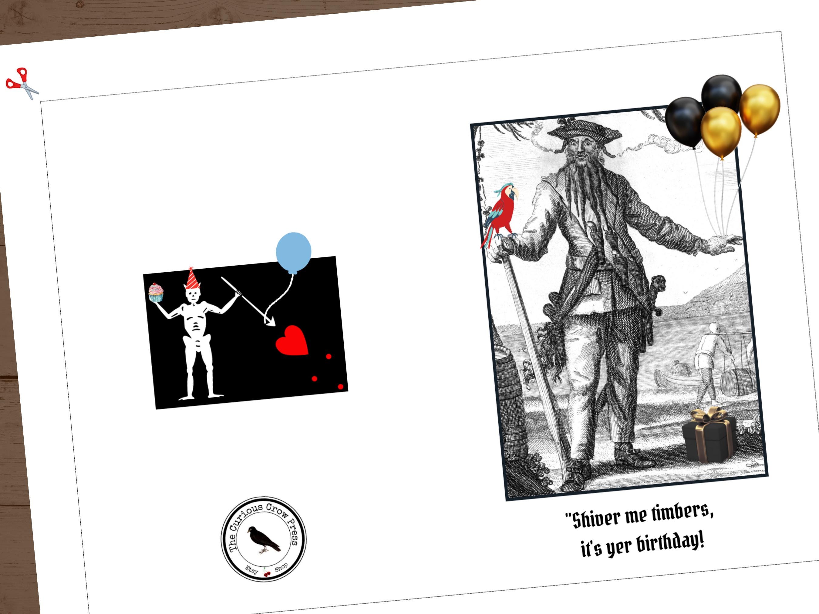 Blackbeard Pirate Printable Birthday Card | Shiver Me Timbers Happy ...