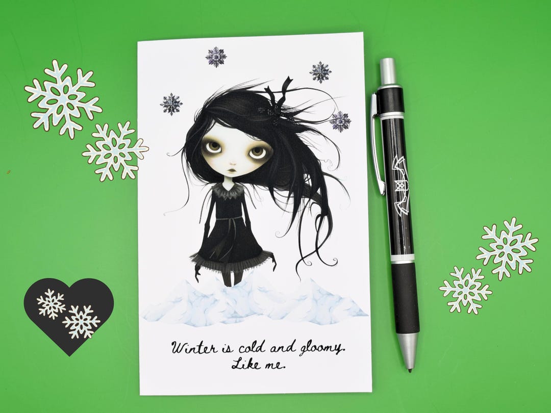 Goth Girl Winter Cold and Gloomy Card | Gothic Dark Winter Card ...