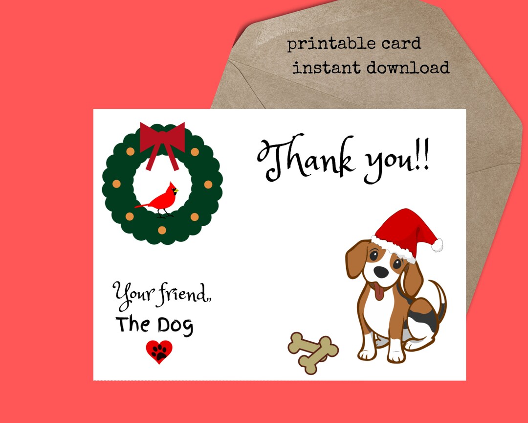 From the Dog Christmas Thank You Card | Dog Thanks Holiday Card | Xmas ...