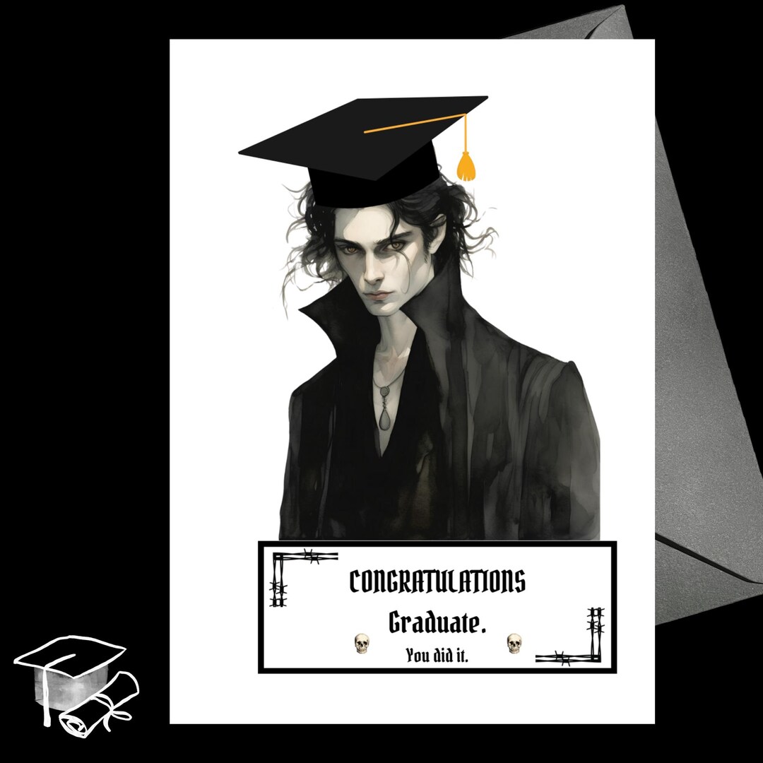 Graduation Goth Guy Printable Card | Dark Gothic Congratulations Card ...