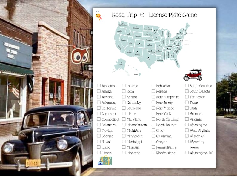 Printable License Plate Game | Car Game | Kids Road Trip Fun | Car Tag ...