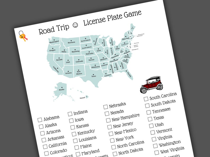 Printable License Plate Game | Car Game | Kids Road Trip Fun | Car Tag ...