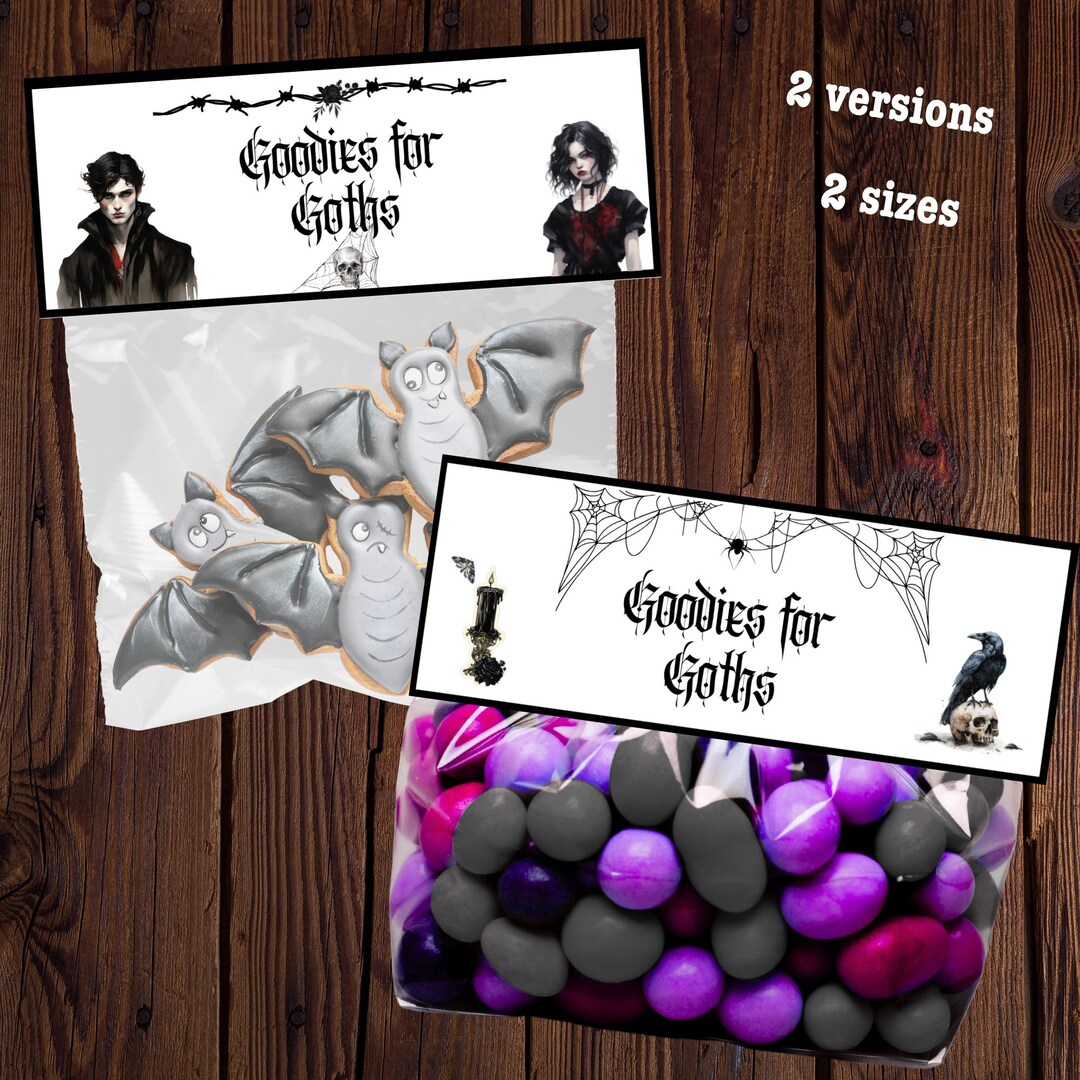 Goth Treat Bag Printable Topper | Gothic Candy Bag Tag | World Goth Day ...