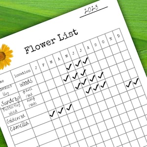 Printable Flower List Tracker | Flower Log Journal | Charlotte Mason ...