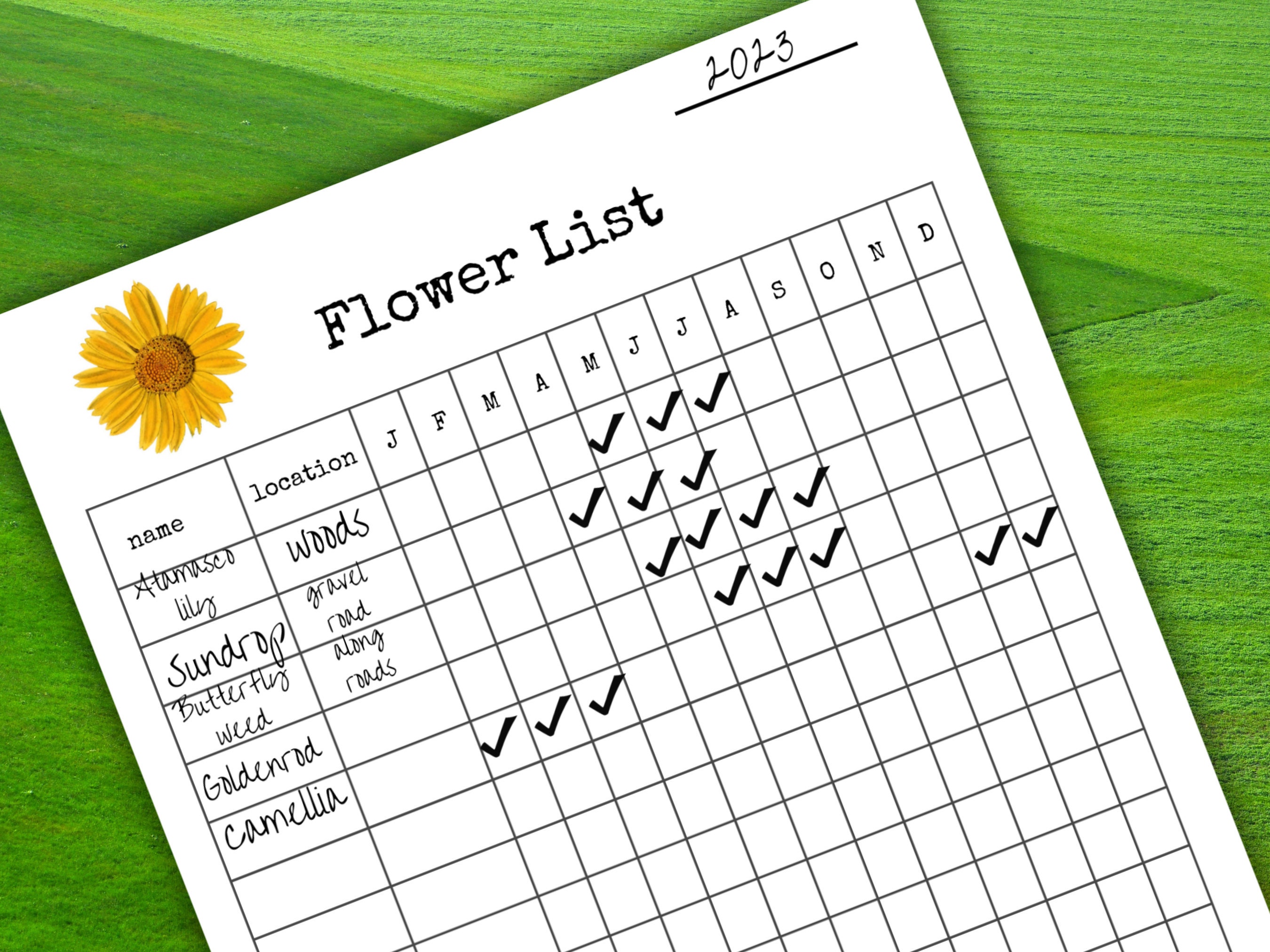 Printable Flower List Tracker | Flower Log Journal | Charlotte Mason ...