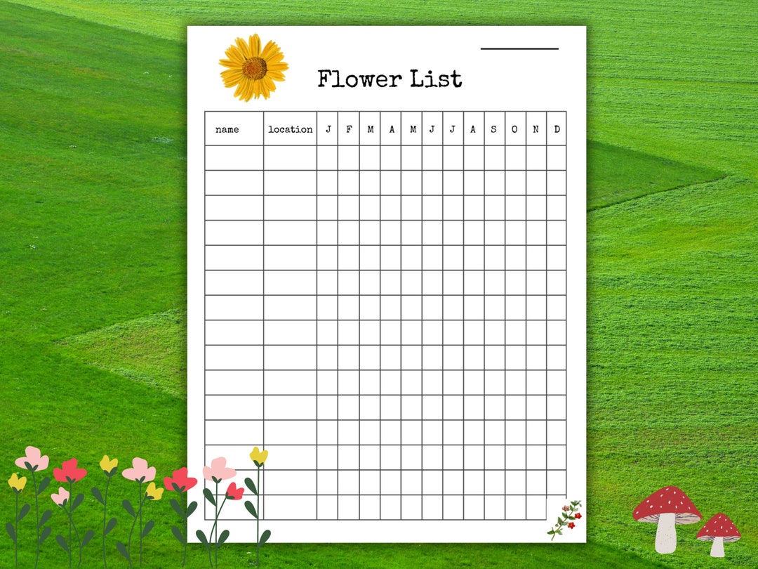 Printable Flower List Tracker | Flower Log Journal | Charlotte Mason ...