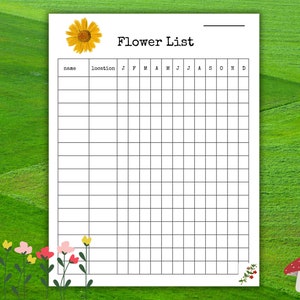 Printable Flower List Tracker | Flower Log Journal | Charlotte Mason ...