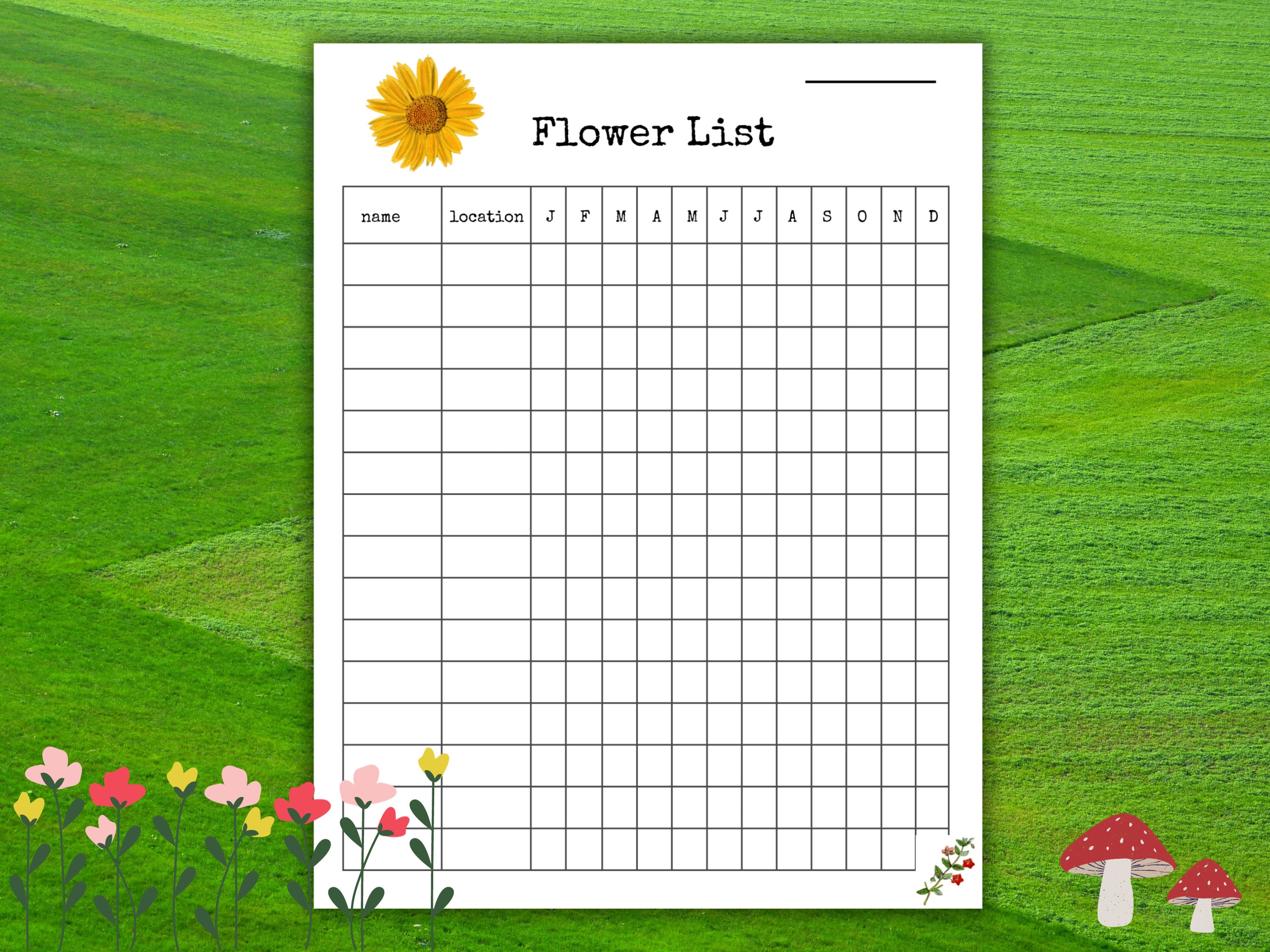 Printable Flower List Tracker | Flower Log Journal | Charlotte Mason ...