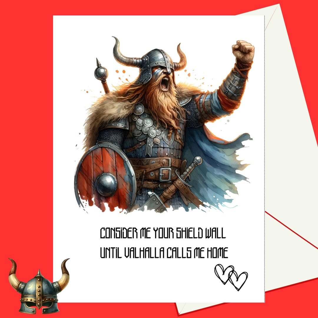 Viking Warrior Valentines Day Printable Card Shield Wall Valhalla ...