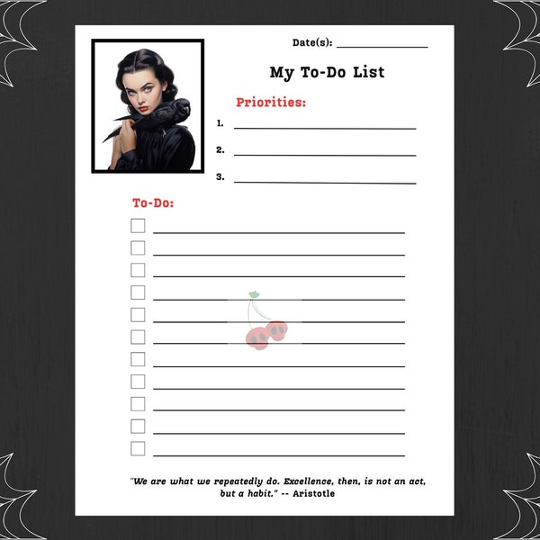 Printable Shopping List Printable Grocery List Gothic Shopping List ...