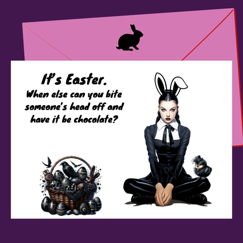 Goth Girl Easter Printable Card | Gothic Happy Easter Instant Card | Easterween Punny Unique ...