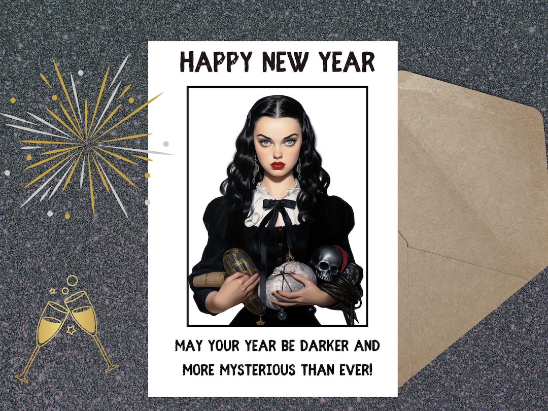 Happy New Year Goth Printable Card | Gothic New Years Instant Card ...