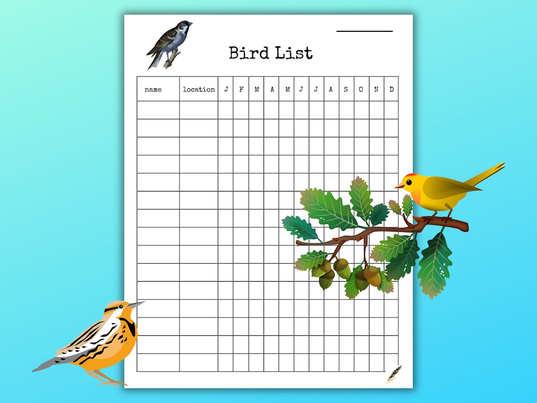 Printable Bird List Tracker | Bird Log Journal | Charlotte Mason Nature ...